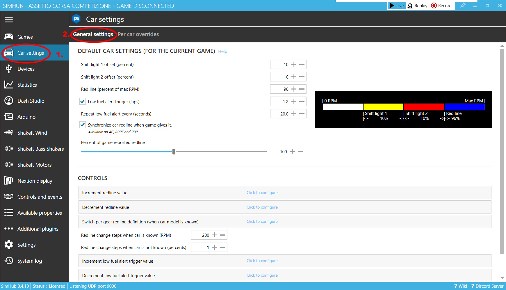 Hedgehog Technology - Car Settings